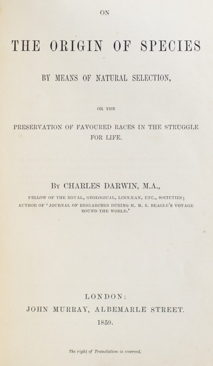 Origin Of Species First Edition Charles Darwin Signed