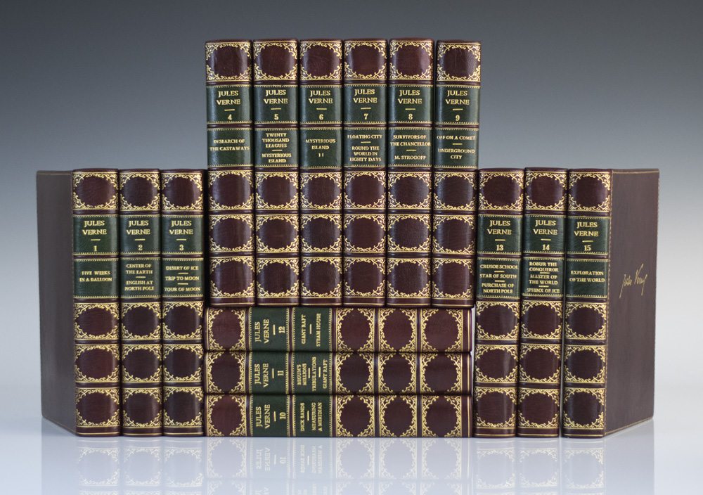 The Works of Jules Verne First Edition Leather Set