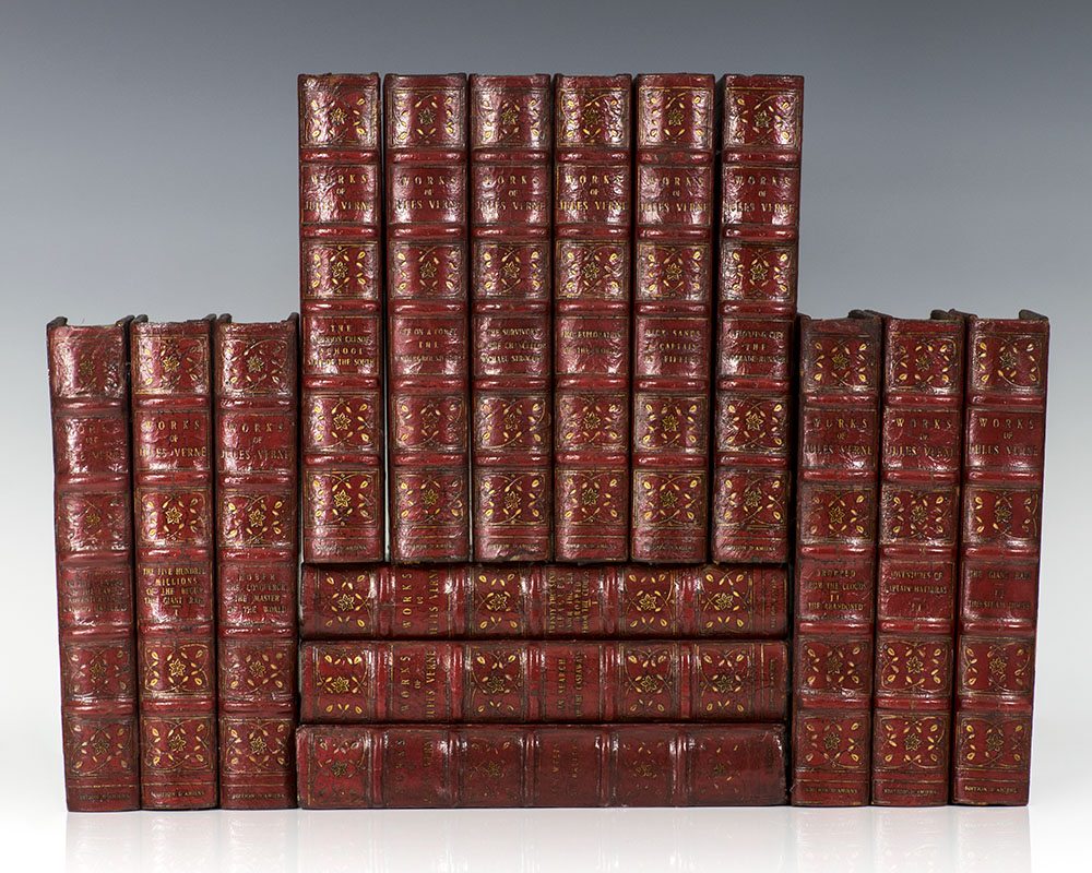 The Works of Jules Verne First Edition Leather Set