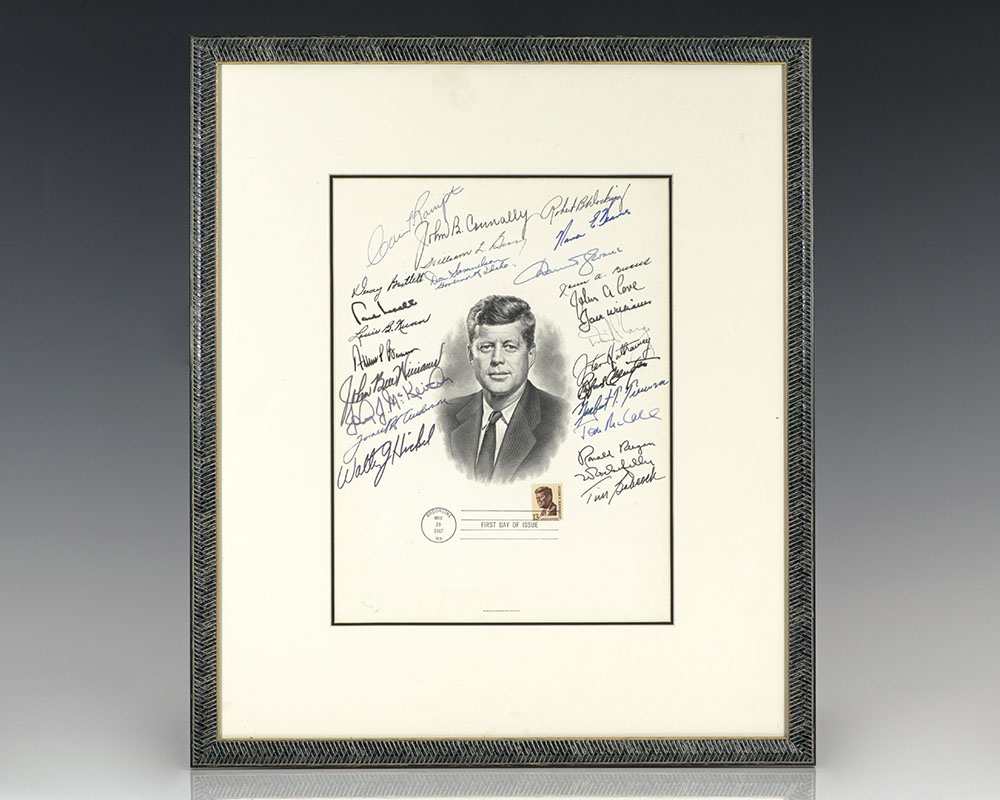 Ronald Reagan Signed John F. Kennedy Engraved Portrait