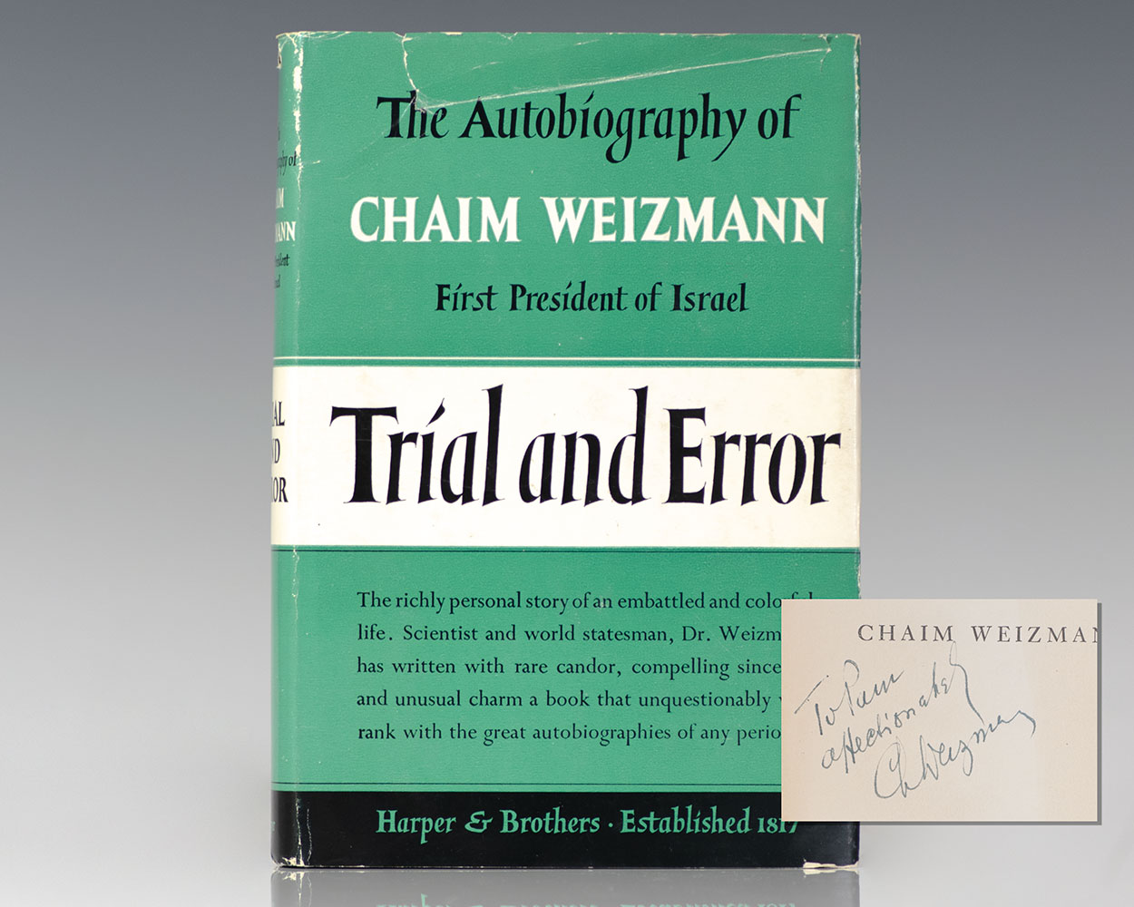 Trial and Error Chaim Weizmann first edition signed