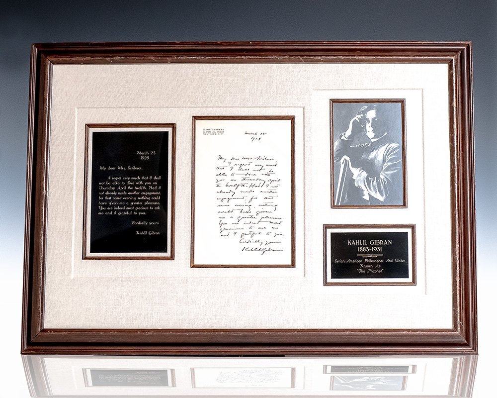 Kahlil Gibran Autograph Letter Signed. - Raptis Rare Books | Fine Rare ...