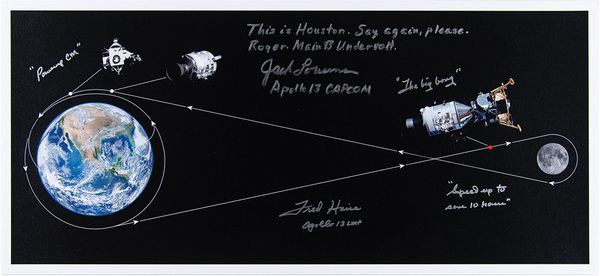 Fred Haise and Jack Lousma Signed Apollo 13 Revised Trajectory ...