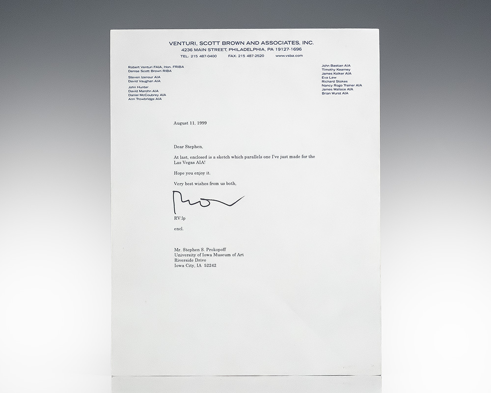 Robert Venturi Typed Letter Signed. - Raptis Rare Books | Fine Rare and ...