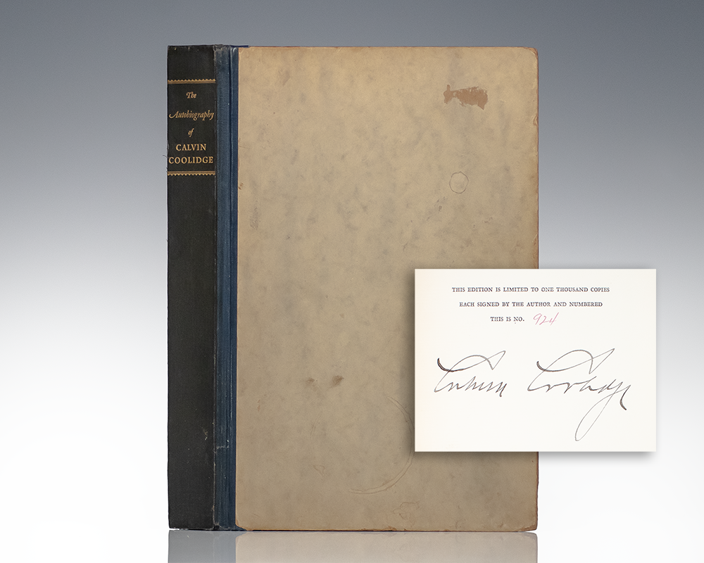 Autobiography of Calvin Coolidge First Edition Signed