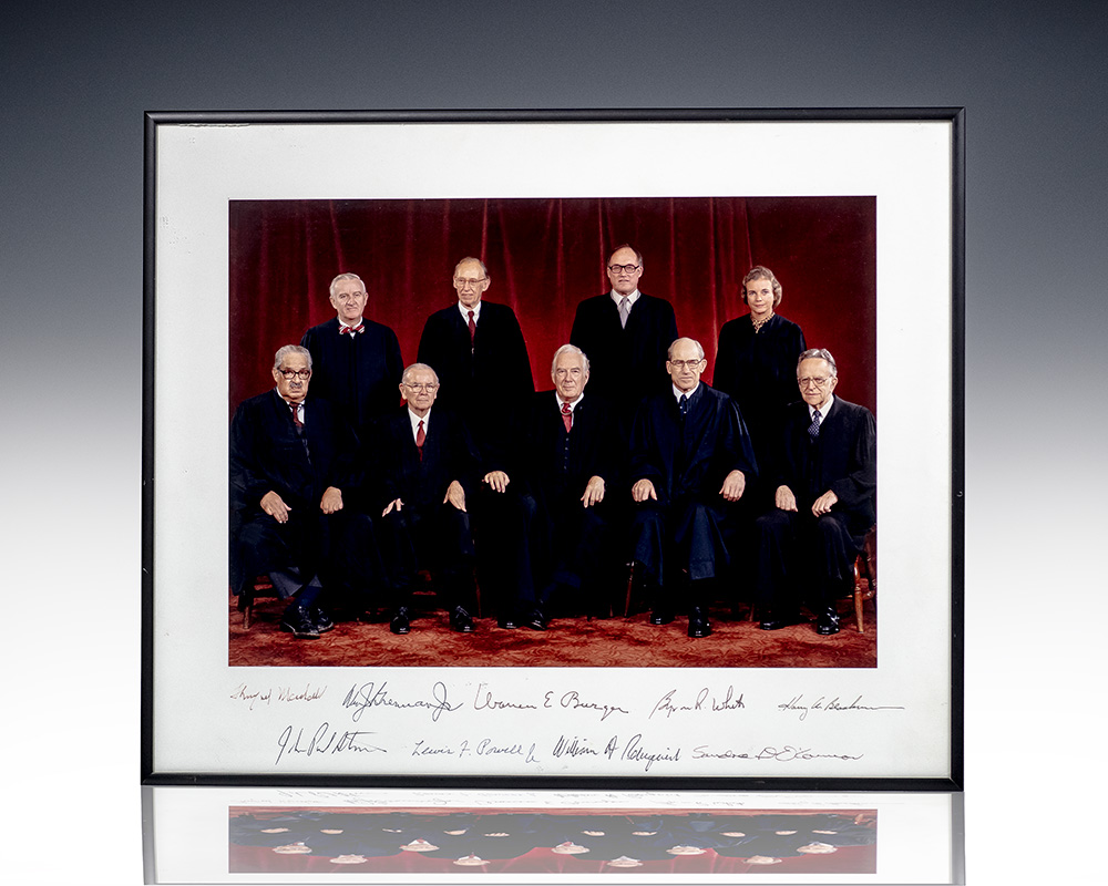 Warren Burger Signed Supreme Court Photograph Thurgood Marshall